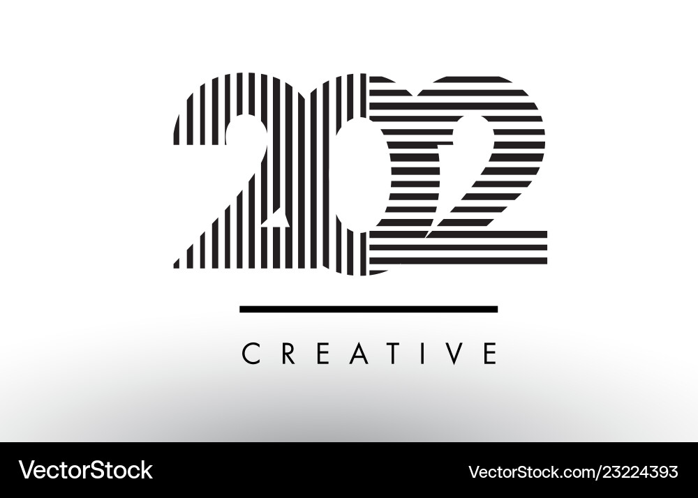 202 black and white lines number logo design Vector Image