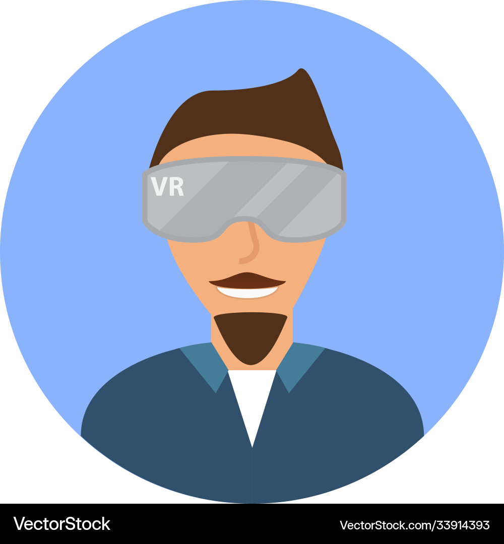 A cartoon character man with virtual reality Vector Image