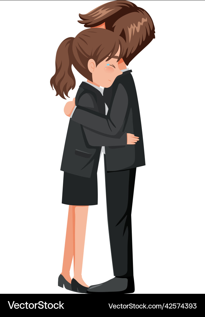 A couple in mourning clothes and crying Royalty Free Vector