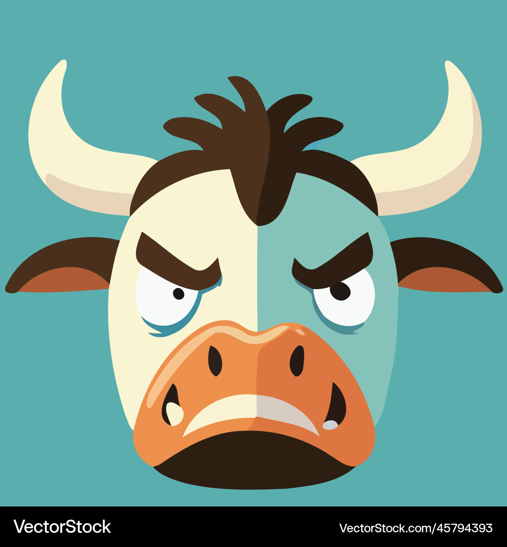 Angry cow mammal animal head Royalty Free Vector Image