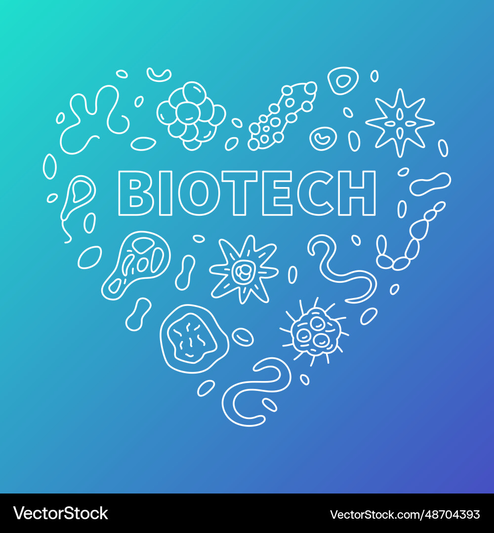 Biotech concept outline heart shaped modern Vector Image