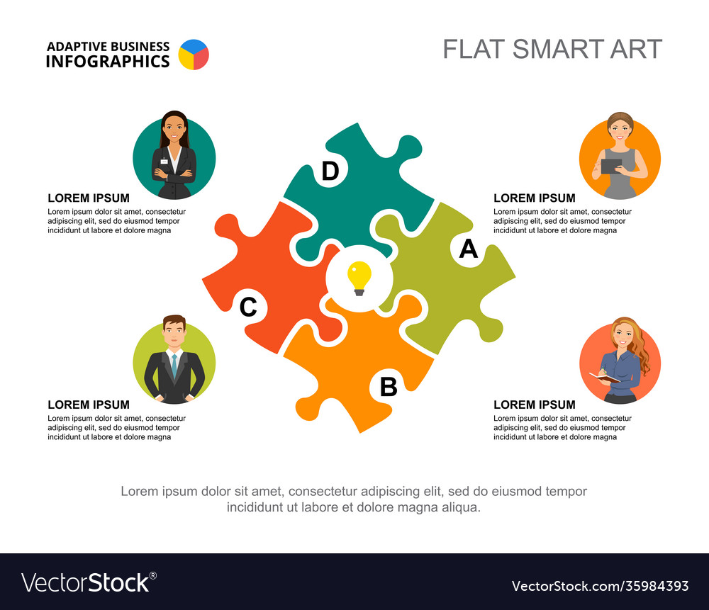 Four ideas process chart template for presentation