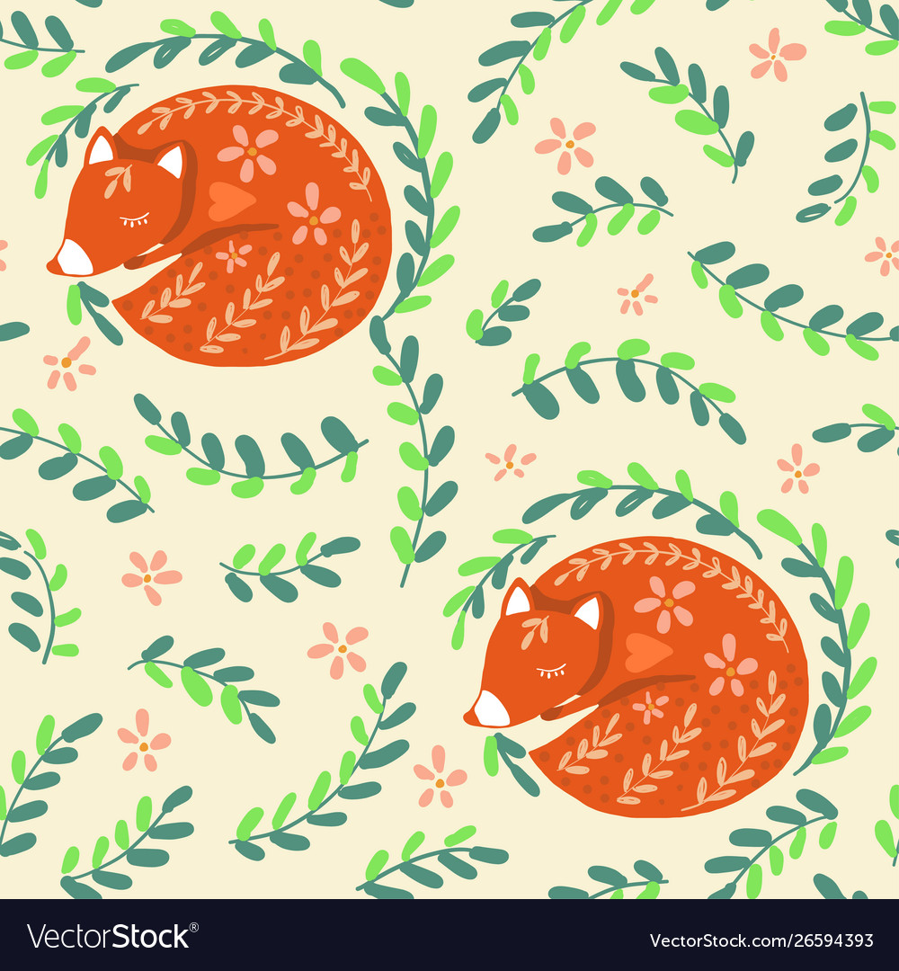 Fox seamless pattern Royalty Free Vector Image