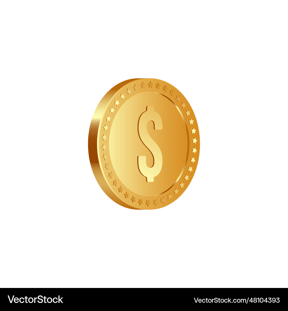 Golden metallic dollar coin Royalty Free Vector Image