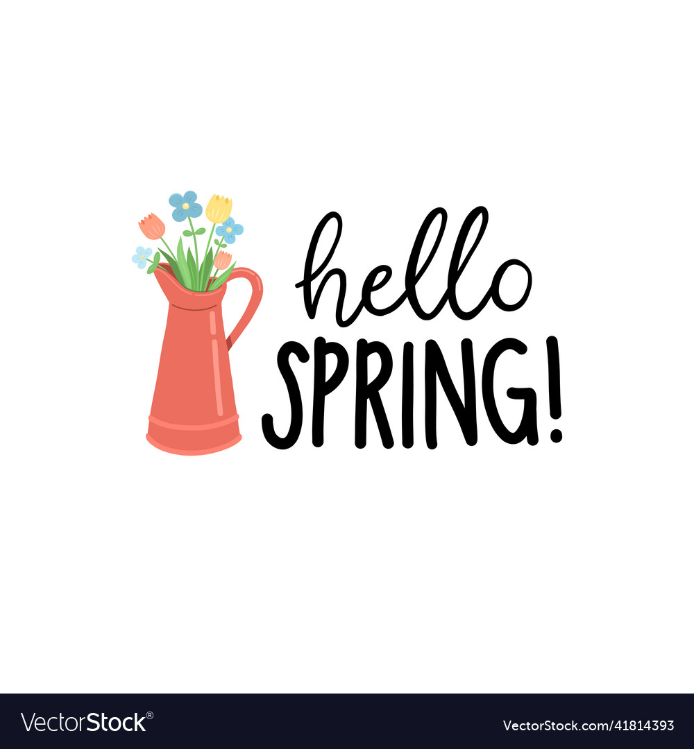 Hello spring spring set flat design Royalty Free Vector