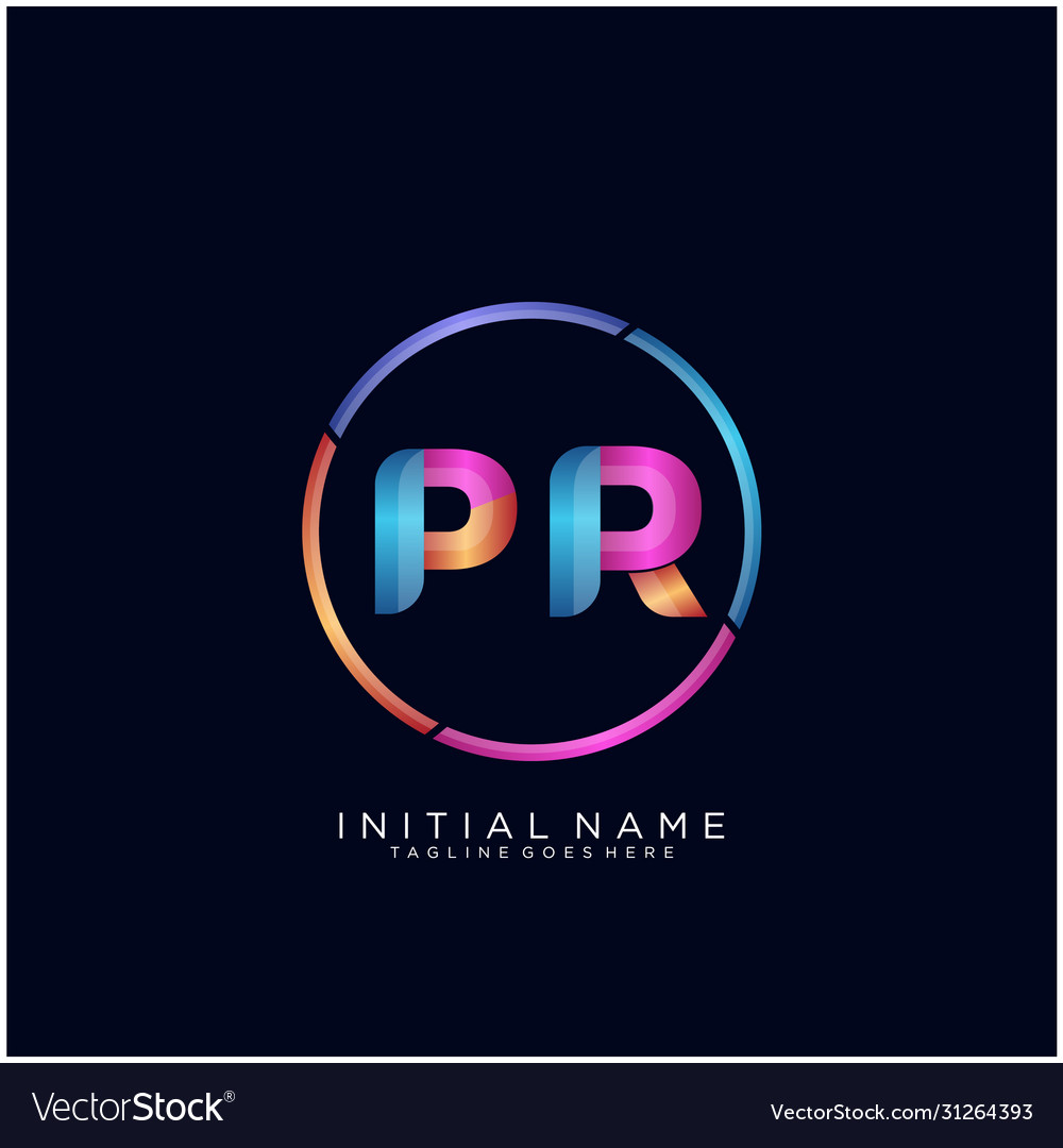 Pr letter logo icon design template elements Vector Image