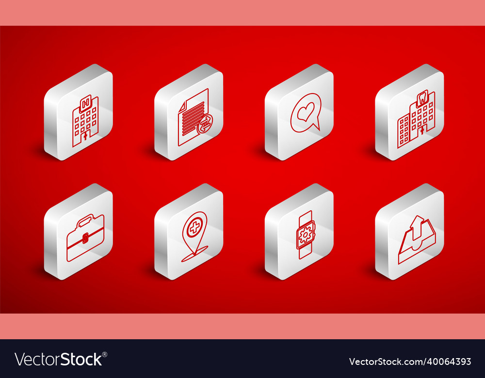 Set line upload inbox transfer files heart Vector Image