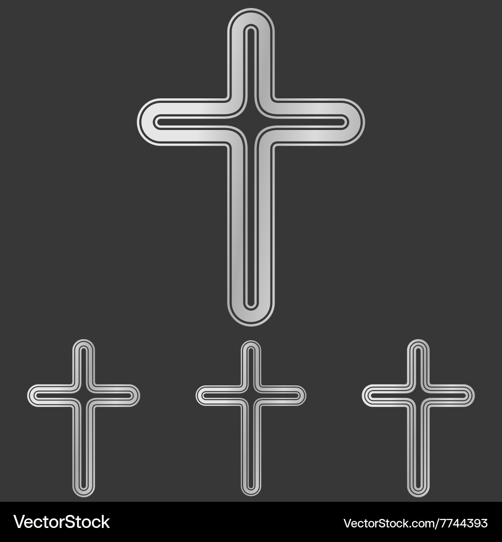 Silver line cross logo design set Royalty Free Vector Image