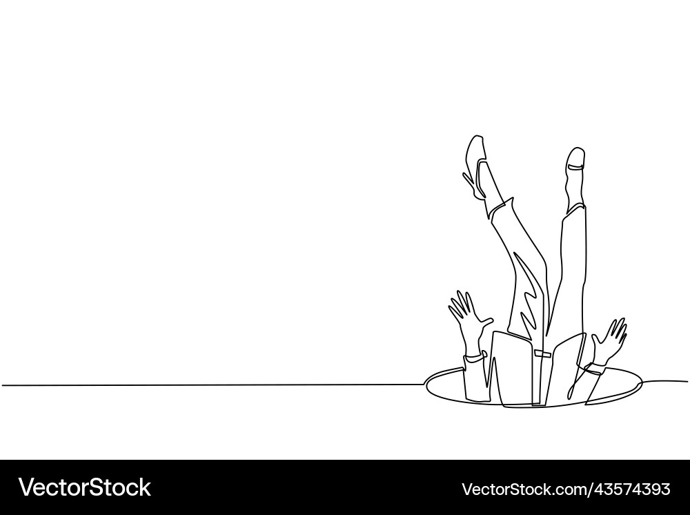 Single one line drawing businesswoman falling Vector Image
