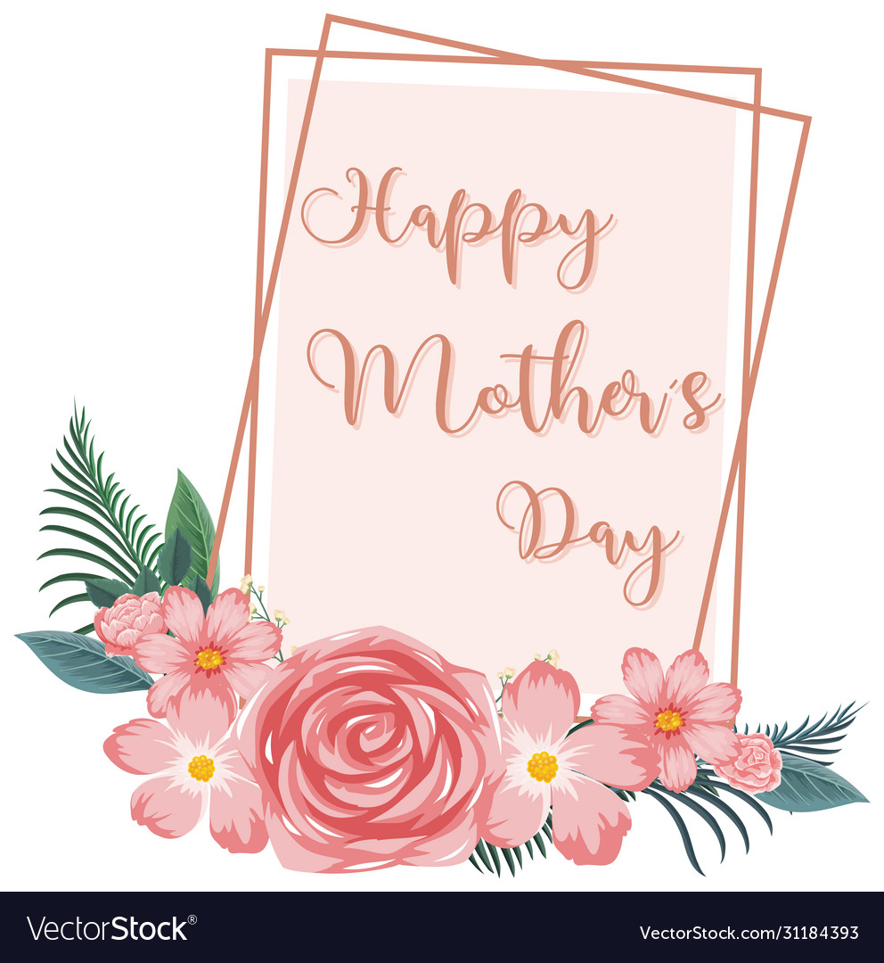 Template design for happy mothers day with pink Vector Image