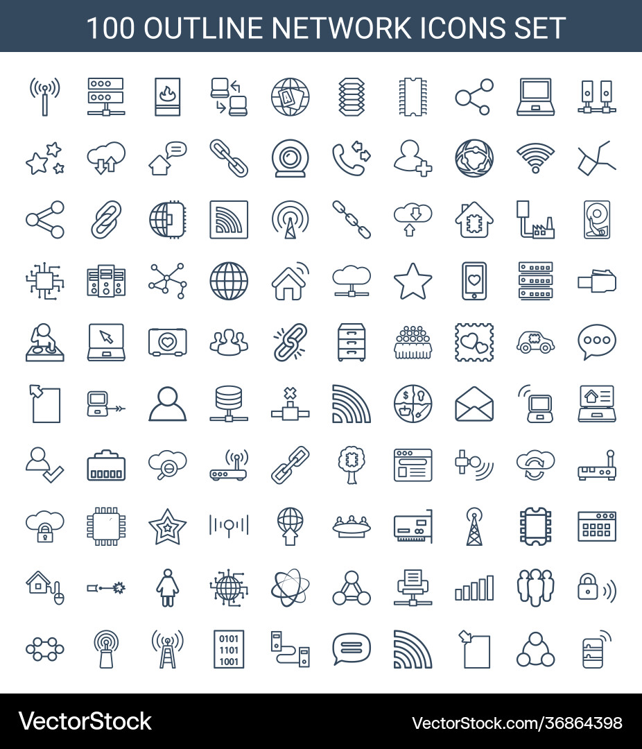 100 network icons Royalty Free Vector Image - VectorStock