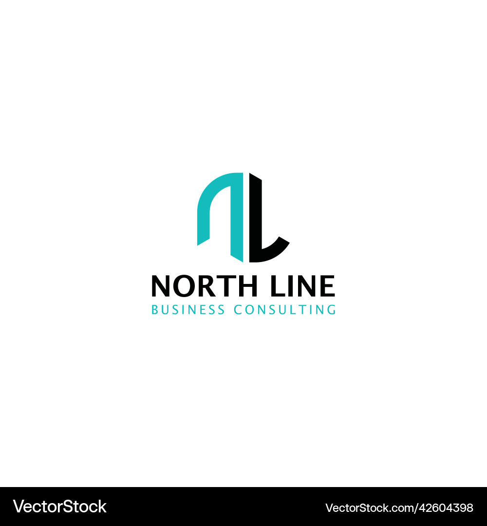 Abstract initial letter n and l logo in black Vector Image