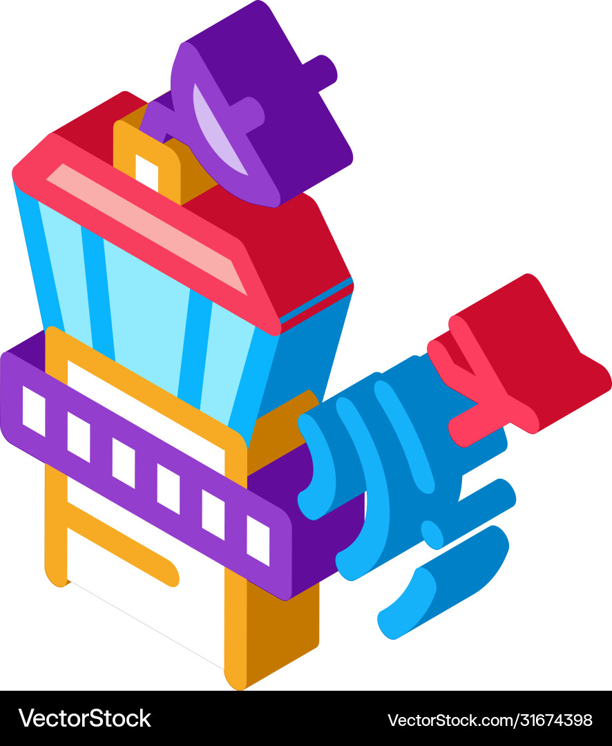 Airport control tower radar isometric icon Vector Image