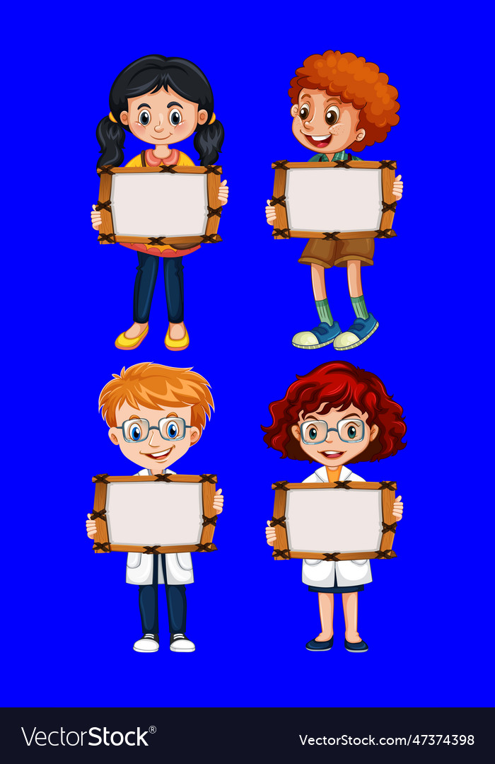 Blank sign template with many kids Royalty Free Vector Image