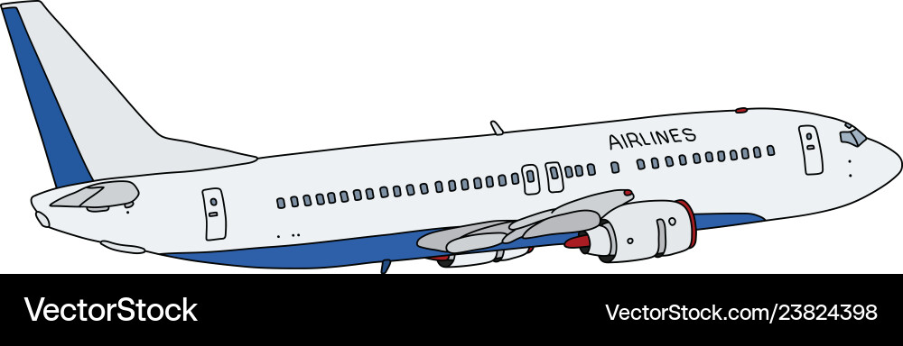 Blue and white jet airliner Royalty Free Vector Image