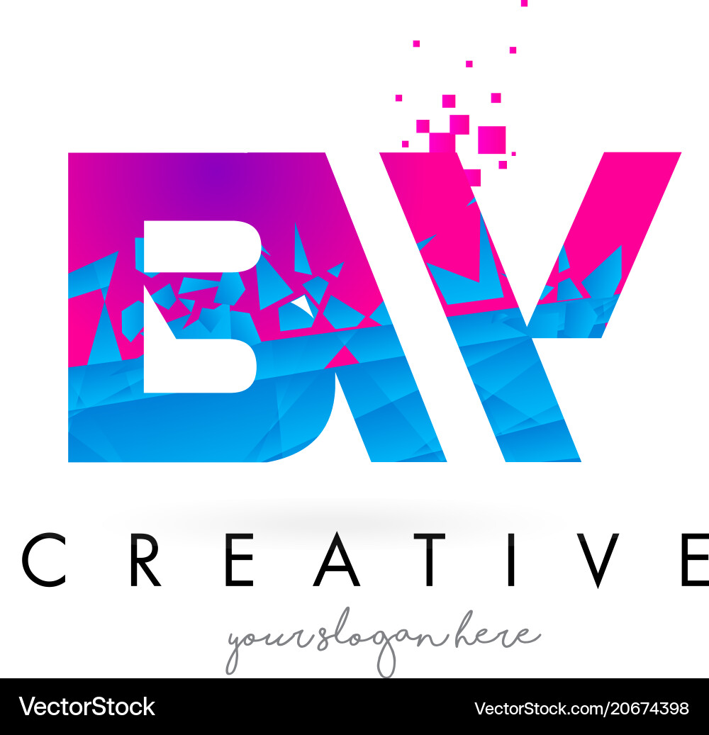 Bw b w letter logo with shattered broken blue Vector Image