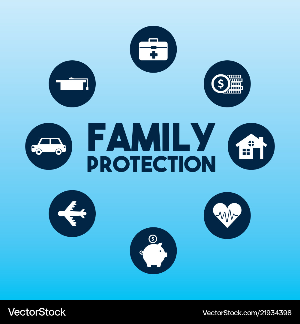 Family protection card Royalty Free Vector Image