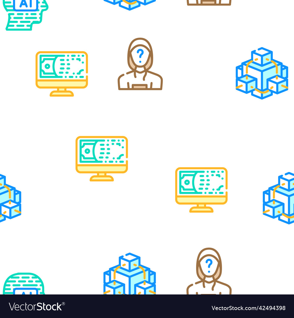 Financial technology and software icons set Vector Image