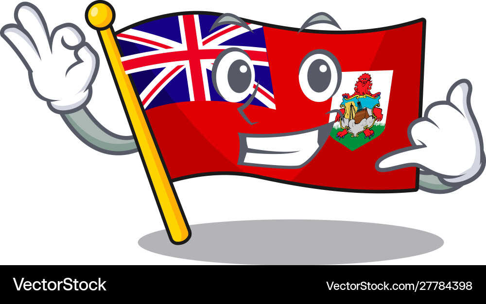Flag bermuda cartoon on pole call me Royalty Free Vector