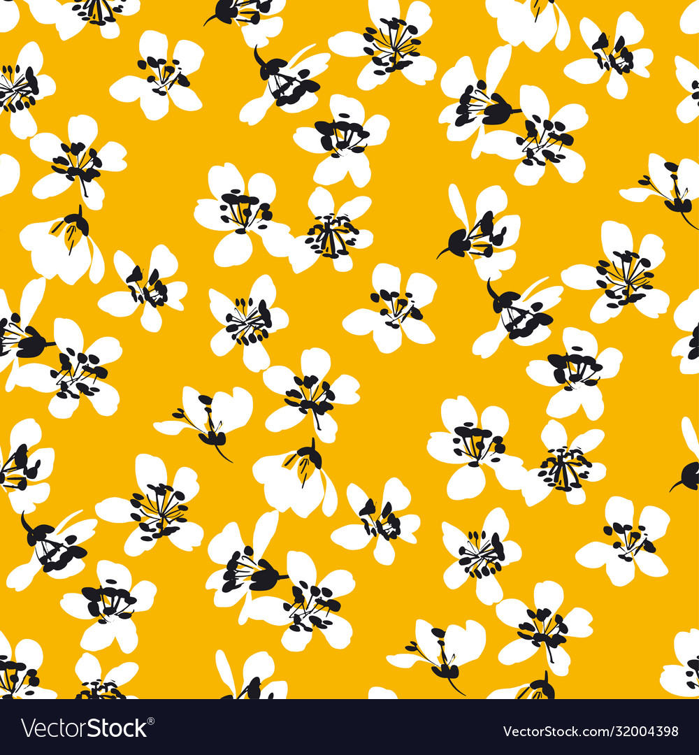 Fun bright white spring flowers pattern Royalty Free Vector
