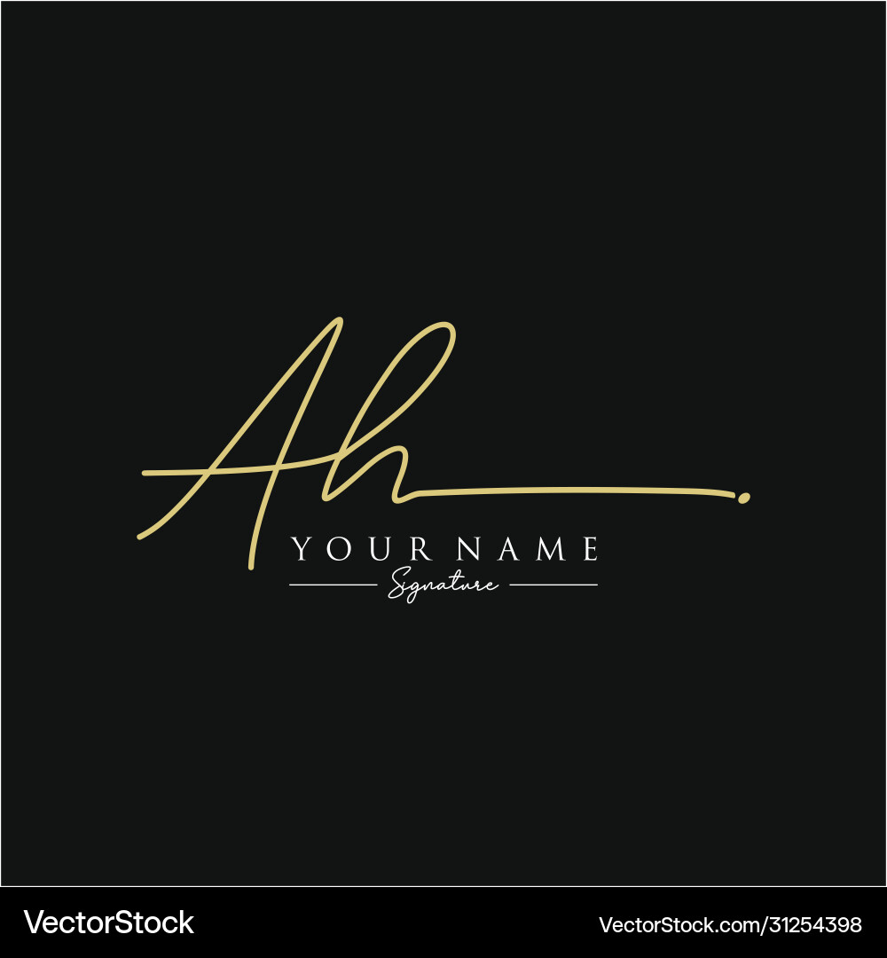 Letter ah signature logo template Royalty Free Vector Image