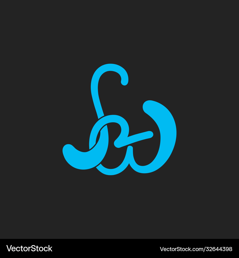 Letter sw linked blue water design logo Royalty Free Vector