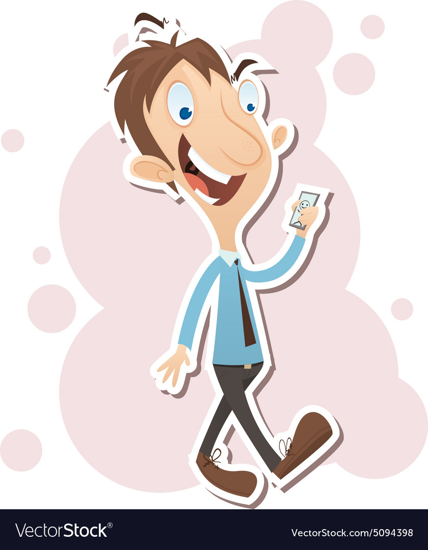 Man using phone while walking Royalty Free Vector Image