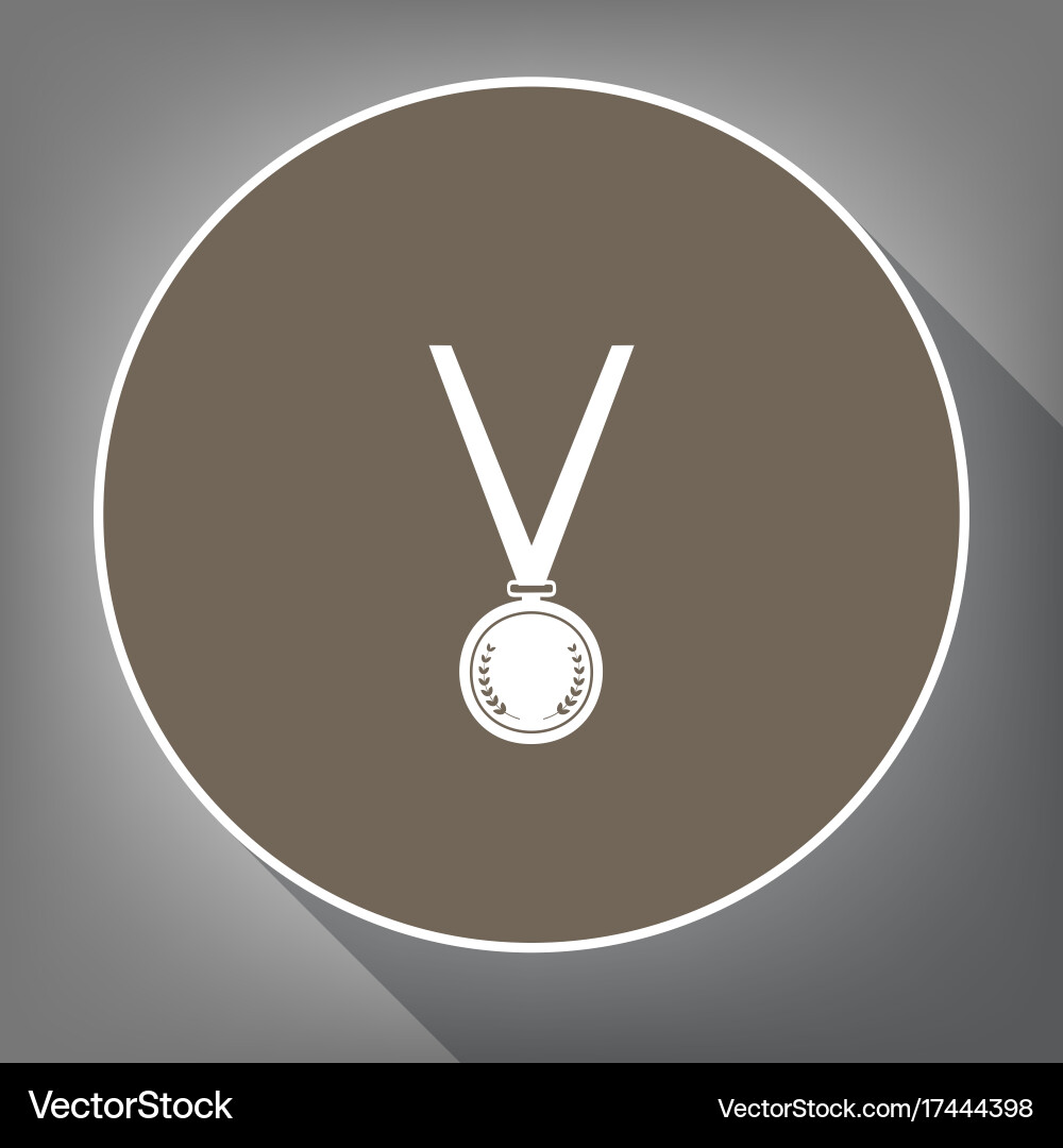 Medal simple sign white icon on brown Royalty Free Vector