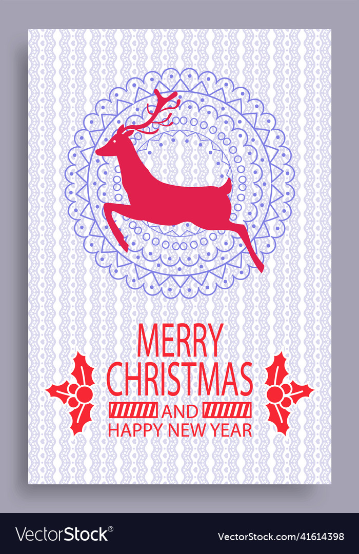 Merry christmas greeting card with deer Royalty Free Vector