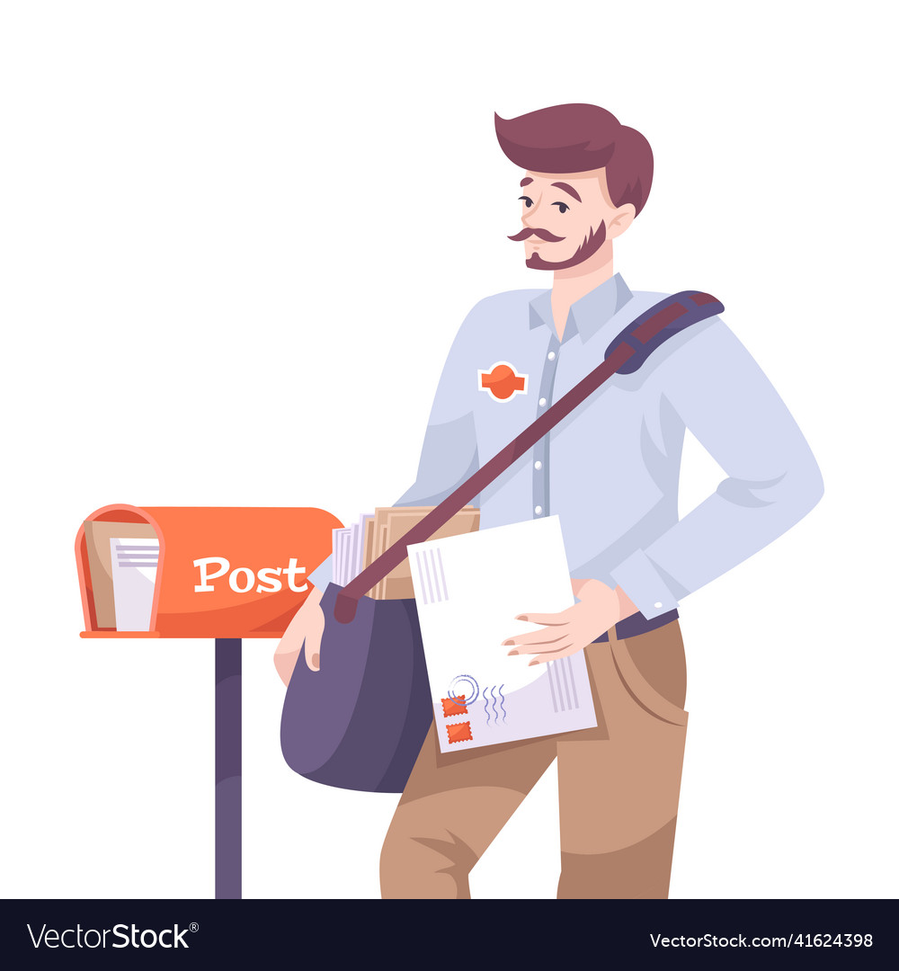 Postman flat Royalty Free Vector Image - VectorStock