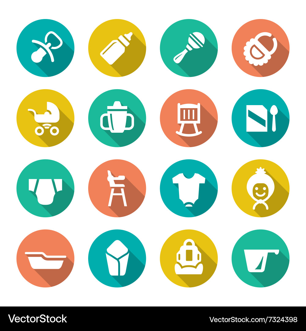 Set flat icons newborn baby Royalty Free Vector Image