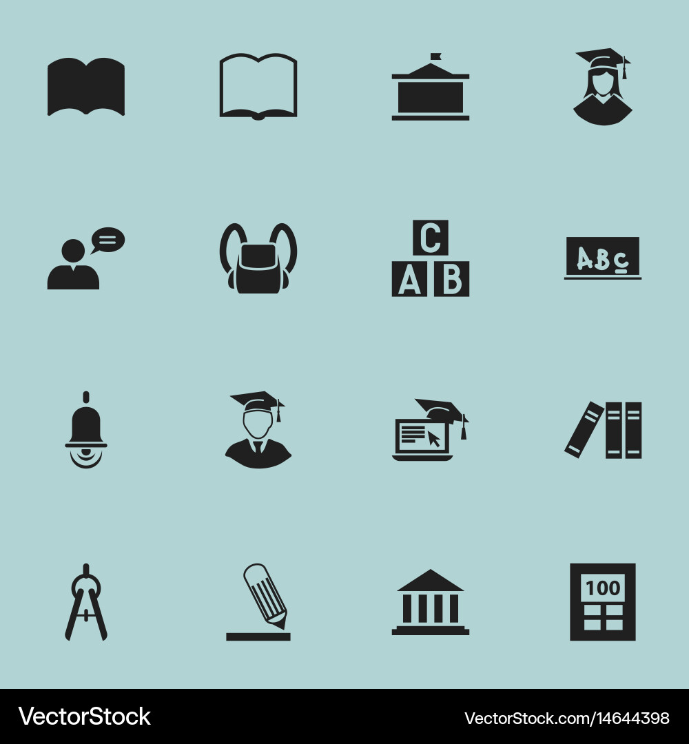 Set of 16 editable university icons includes Vector Image