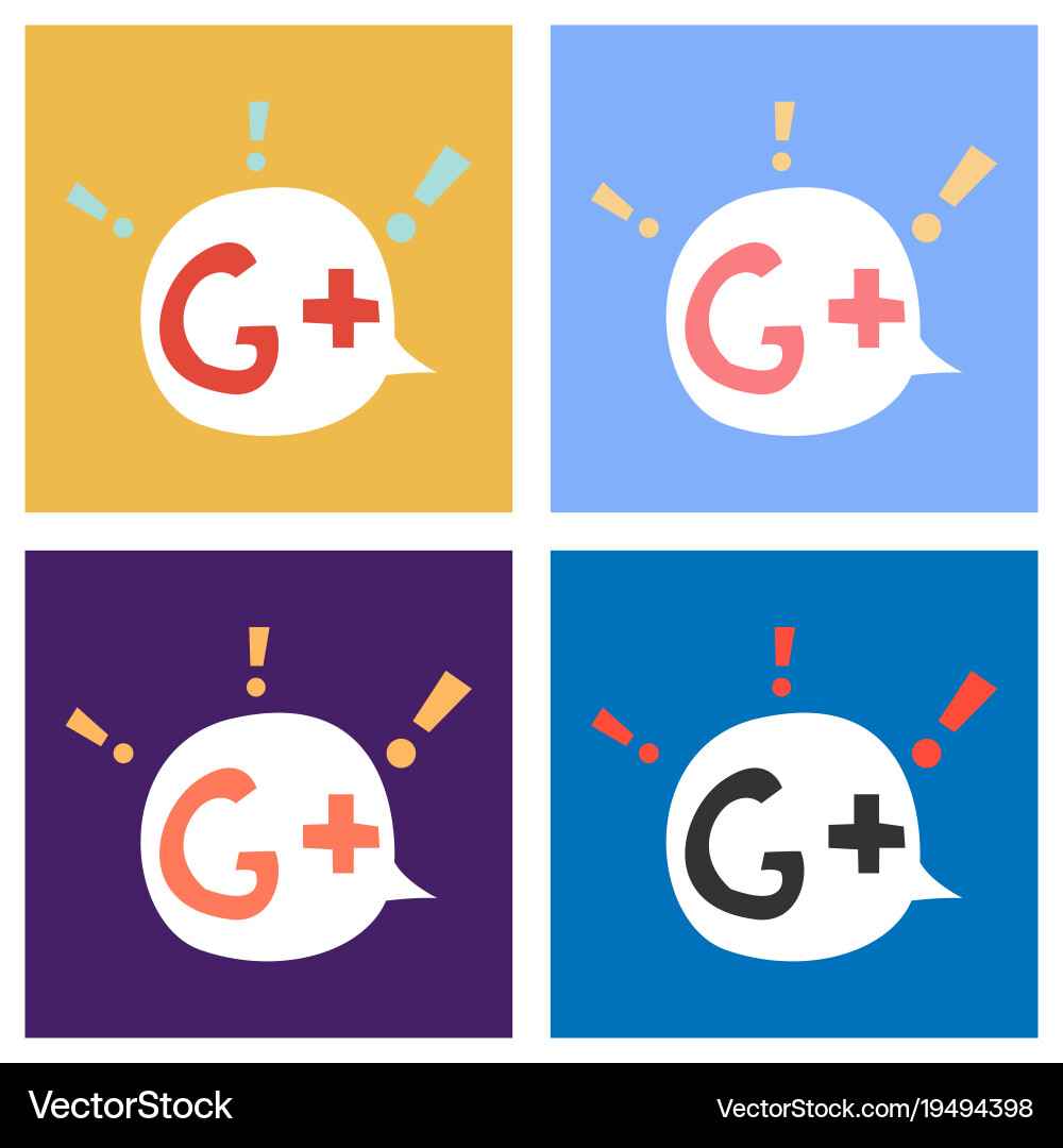 Set of flat google plus icons on background Vector Image