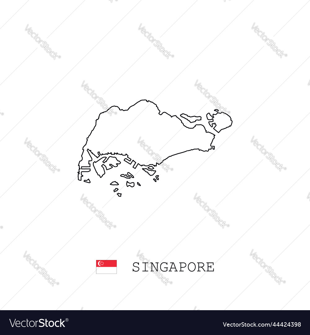 Singapore map outline line linear Royalty Free Vector Image Singapore map outline line linear Royalty Free Vector Image