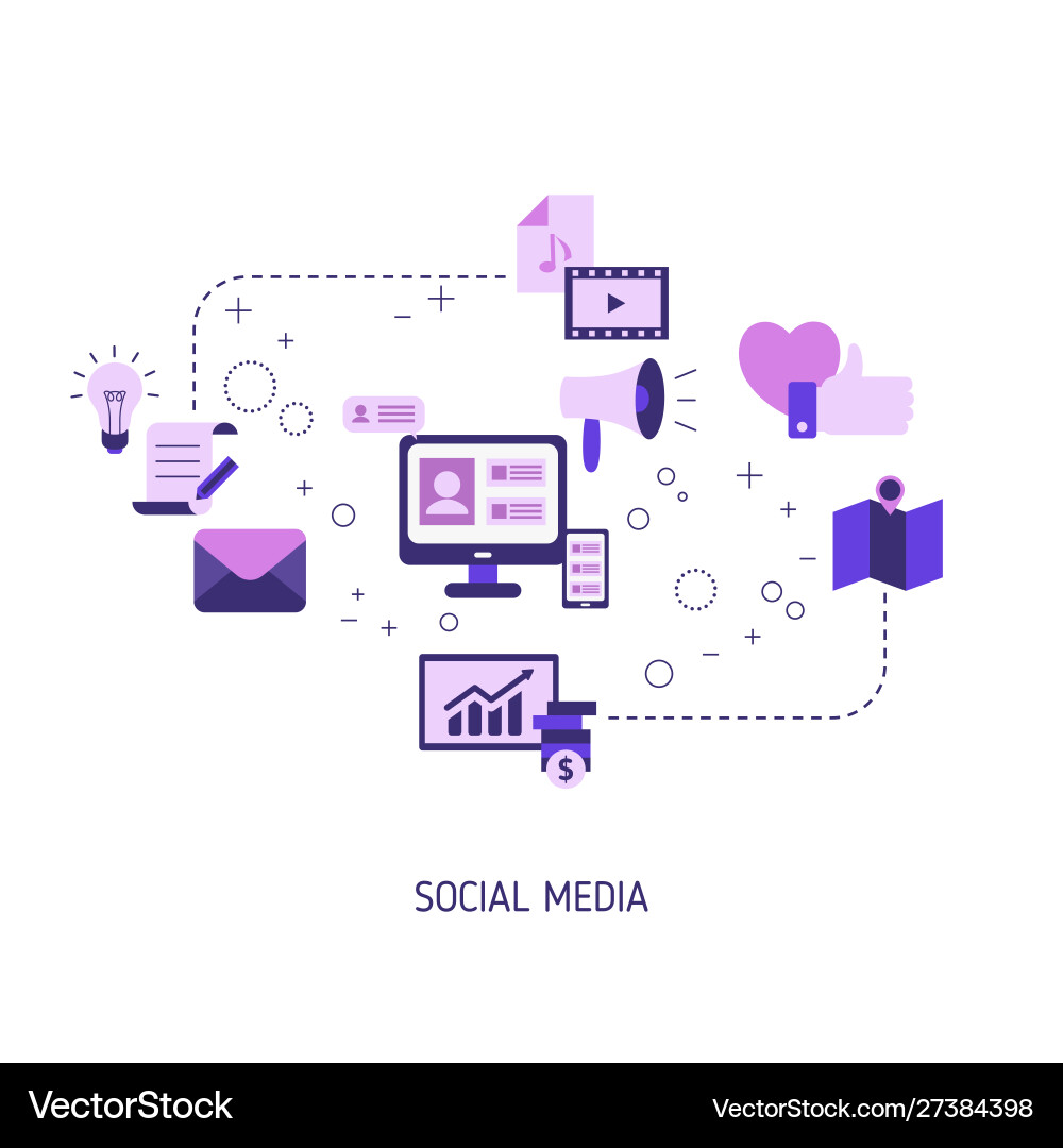 Social media connection concept media Royalty Free Vector