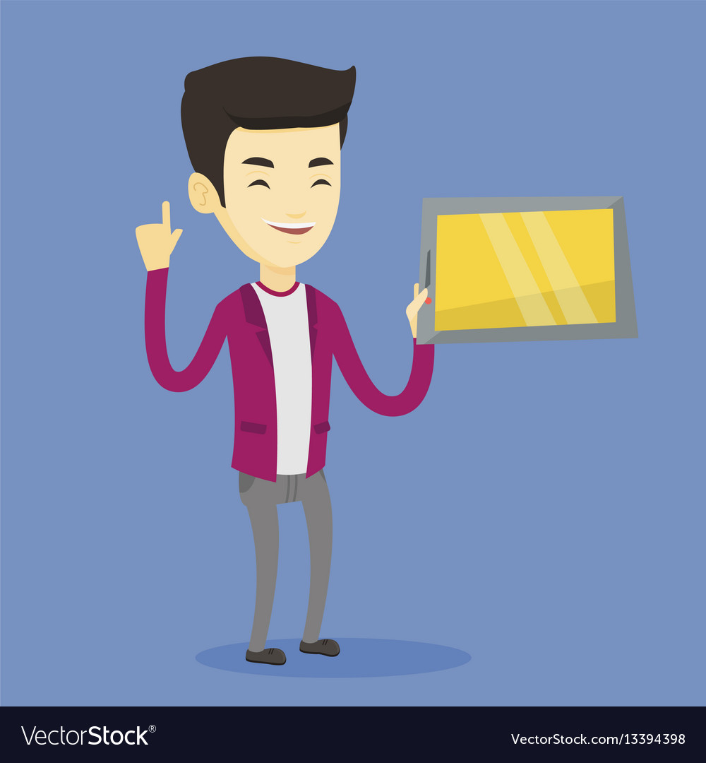 Student using tablet computer Royalty Free Vector Image