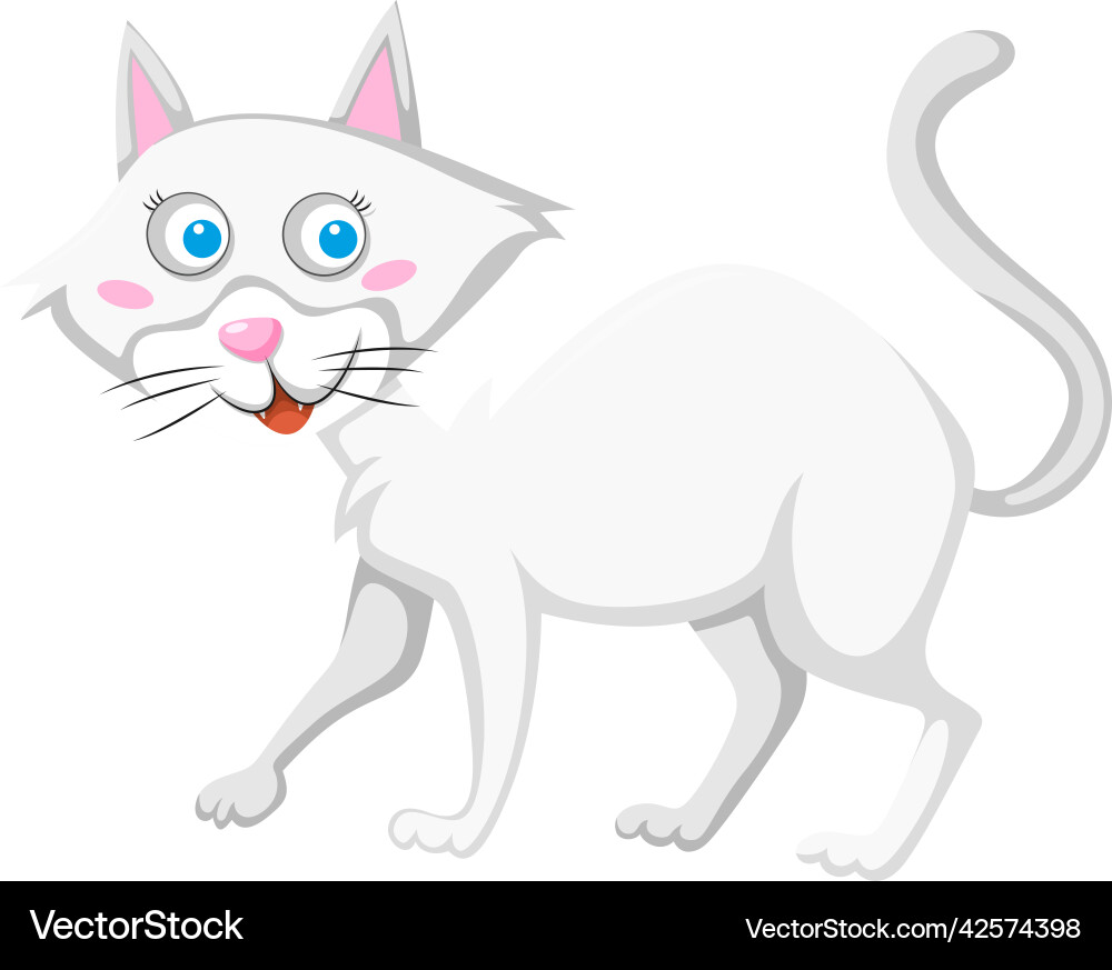 White cat in cartoon style Royalty Free Vector Image