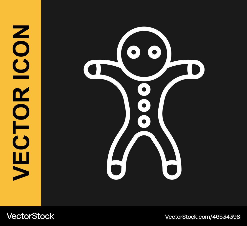 White line holiday gingerbread man cookie icon Vector Image