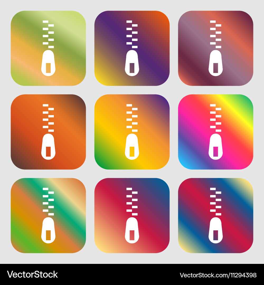 Zipper icon sign nine buttons with bright Vector Image