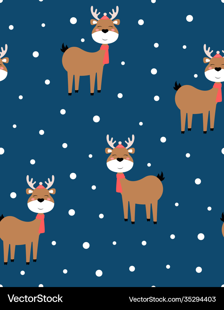 Christmas seamless pattern with deer Royalty Free Vector
