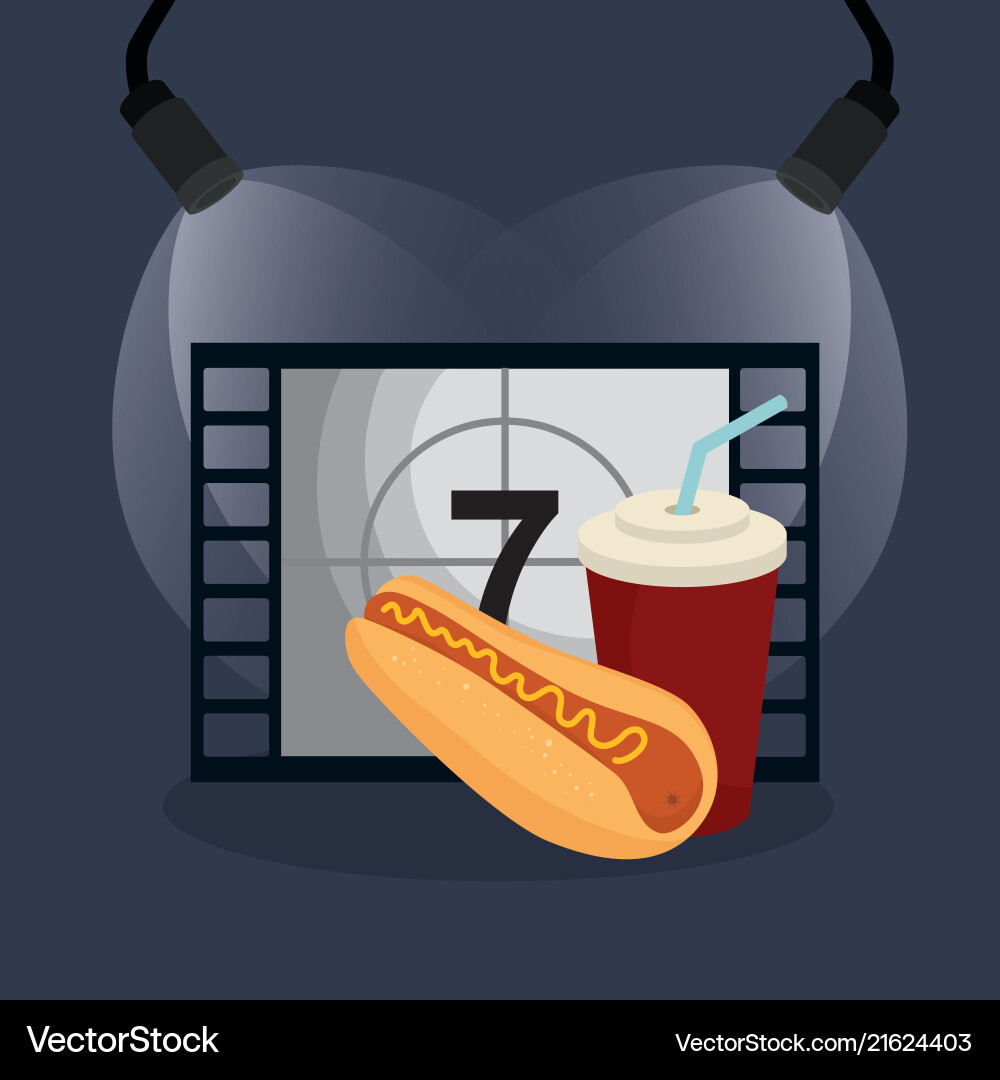 Cinema counter with icons Royalty Free Vector Image