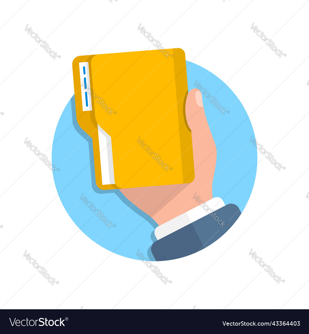 Computer folder in hand flat style document Vector Image