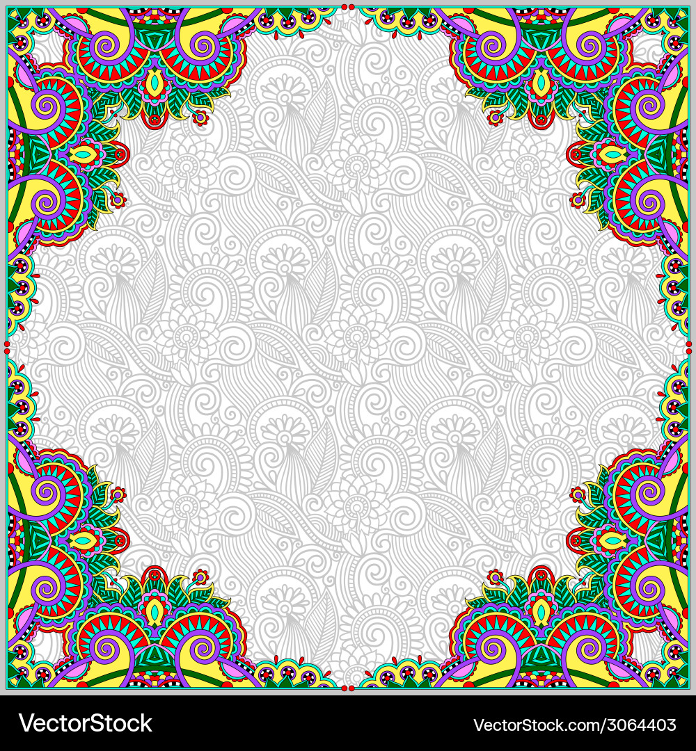 Floral vintage frame ukrainian ethnic style Vector Image