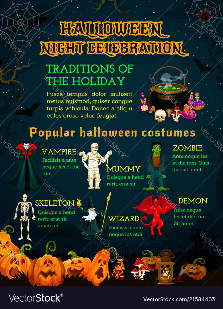 Halloween celebration poster with horror pumpkin Vector Image