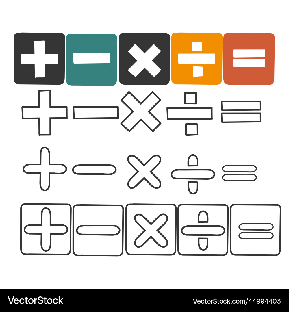 Hand drawn doodle mathematical symbols collection Vector Image