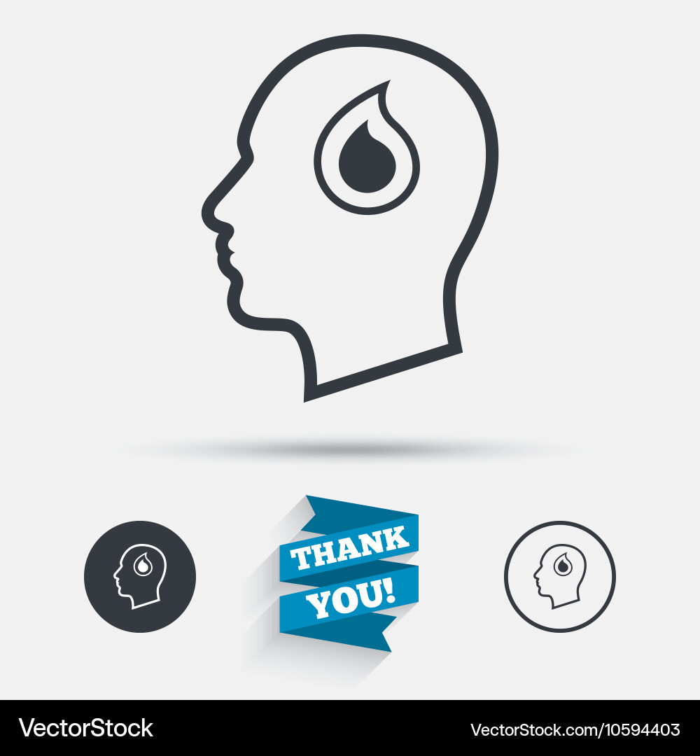 Head with drop sign icon male human Royalty Free Vector