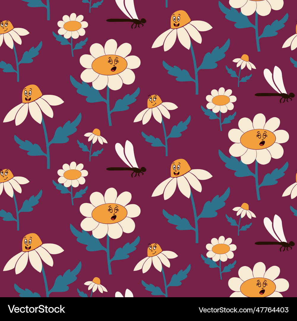 Kids seamless pattern with cartoon mushrooms on Vector Image