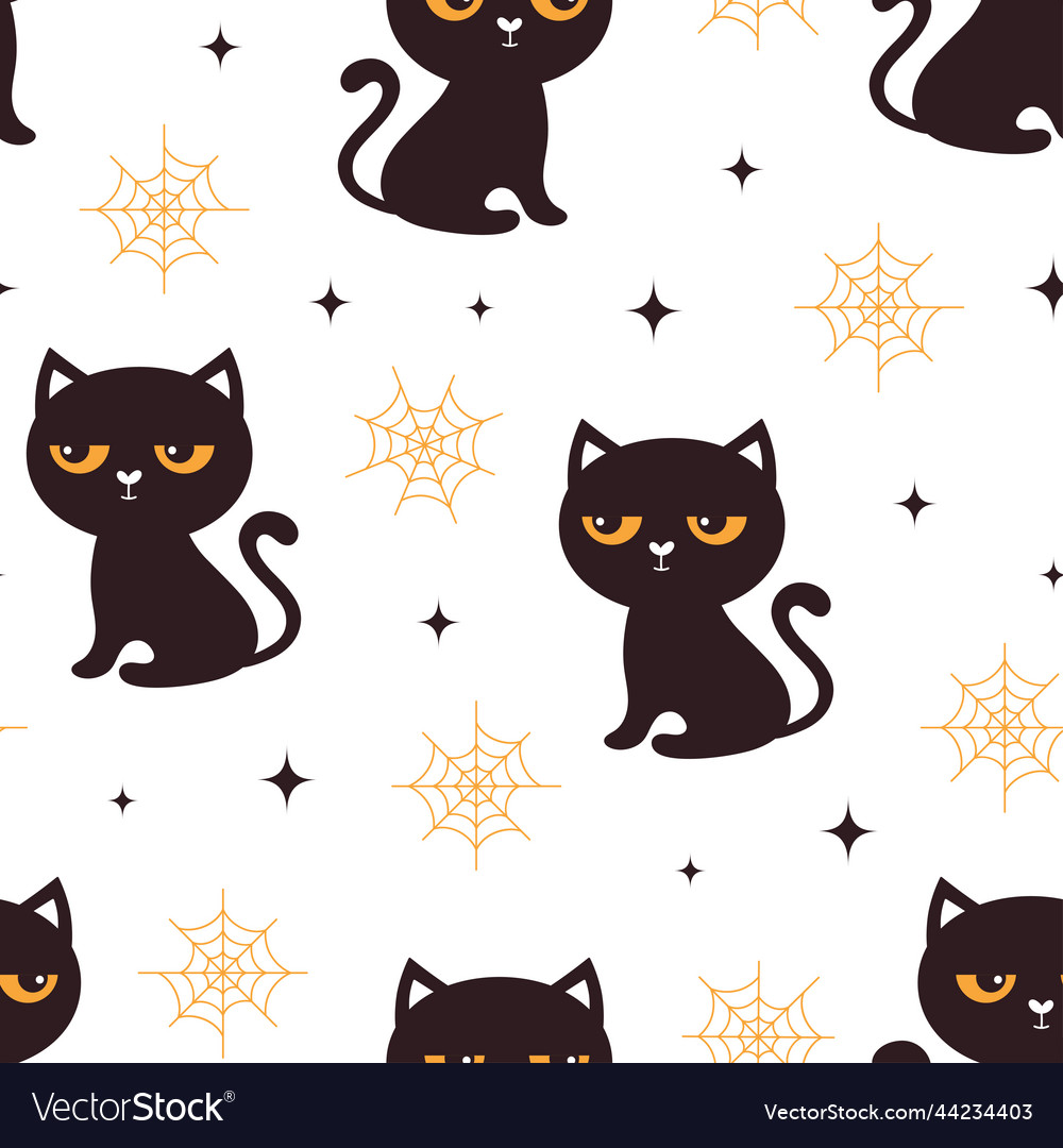 Seamless pattern with black cat halloween print Vector Image