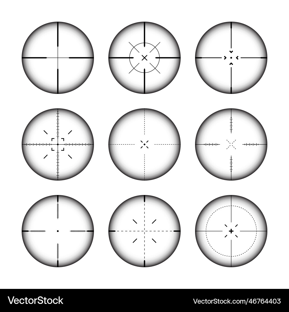 Various weapon sights sniper rifle optical scopes Vector Image