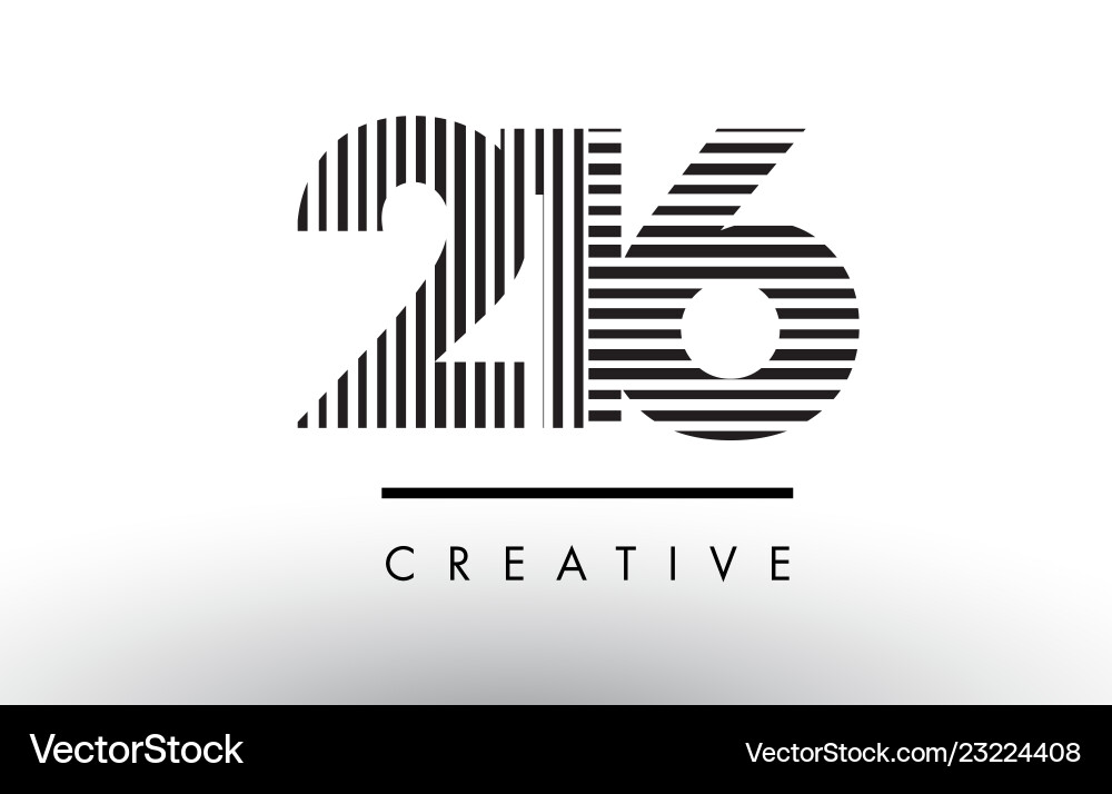 216 black and white lines number logo design Vector Image